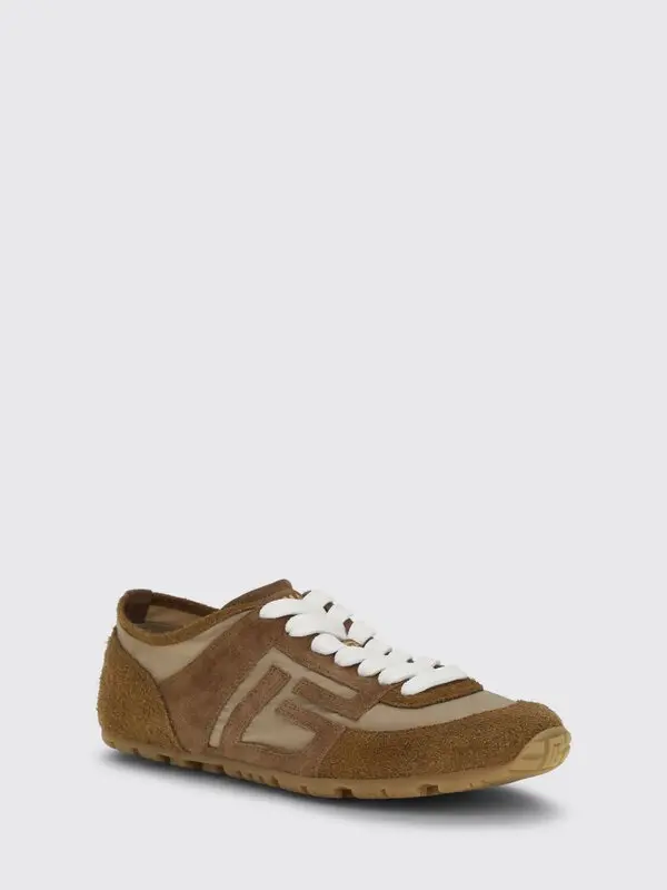 Balmain Racer 45 Sneakers In Suede And Nylon - Brown