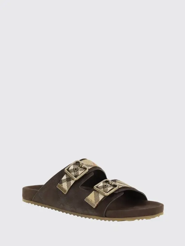 Burberry Check Embossed Nubuck Sandals - Beige