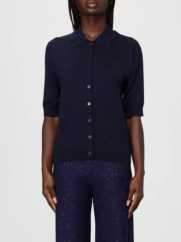 KANGRA Fine Knit Polo Sweater - Blue