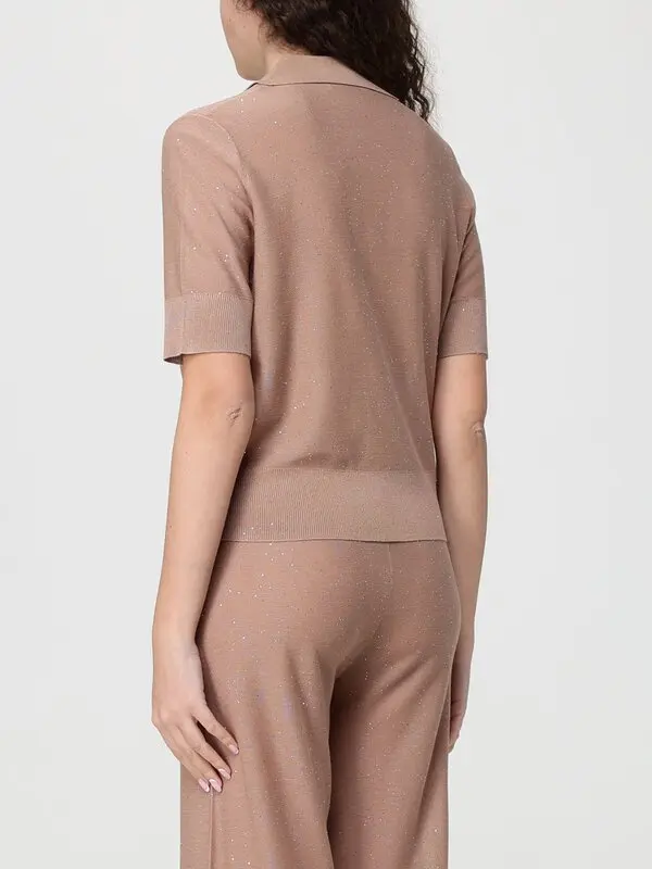 KANGRA Viscose Knit Polo With Sequin Embellishments - Beige