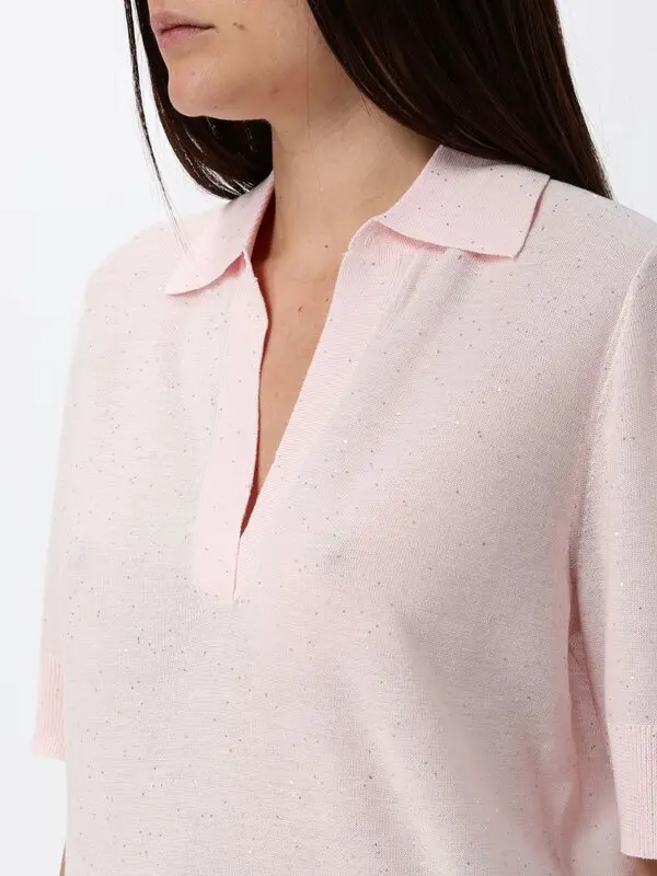 KANGRA Viscose Knit Polo With Sequin Embellishments
