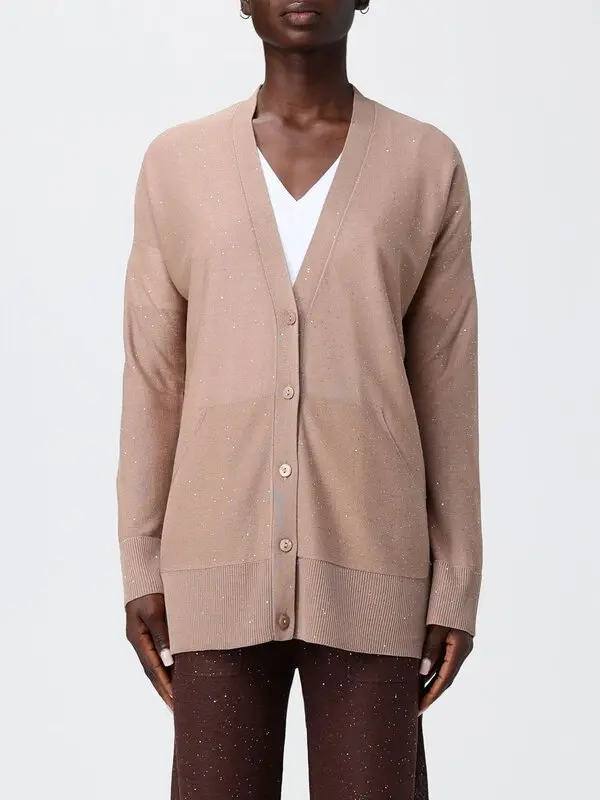 KANGRA Viscose Blend Cardigan With Sequins - Beige