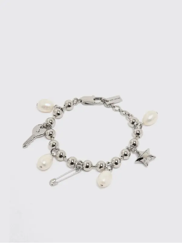 Marc Jacobs Brass Bracelet With Charms And Faux Pearls - Silver