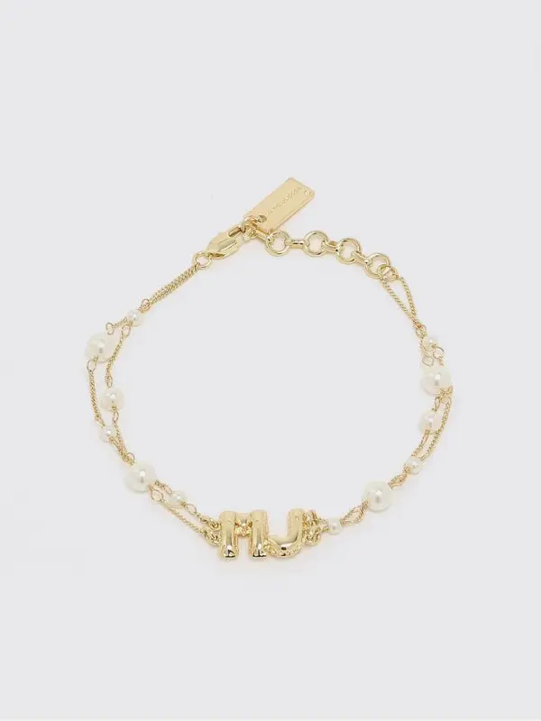 Marc Jacobs Brass Bracelet With Synthetic Pearls - Gold
