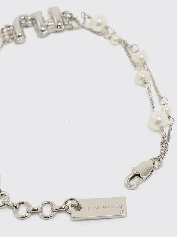Marc Jacobs Brass Bracelet With Synthetic Pearls - Silver