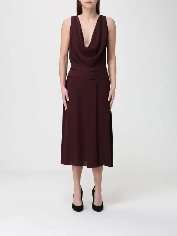 Elisabetta Franchi Sleeveless Cowl Neck Midi Dress - Red