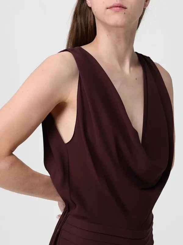 Elisabetta Franchi Sleeveless Cowl Neck Midi Dress - Red
