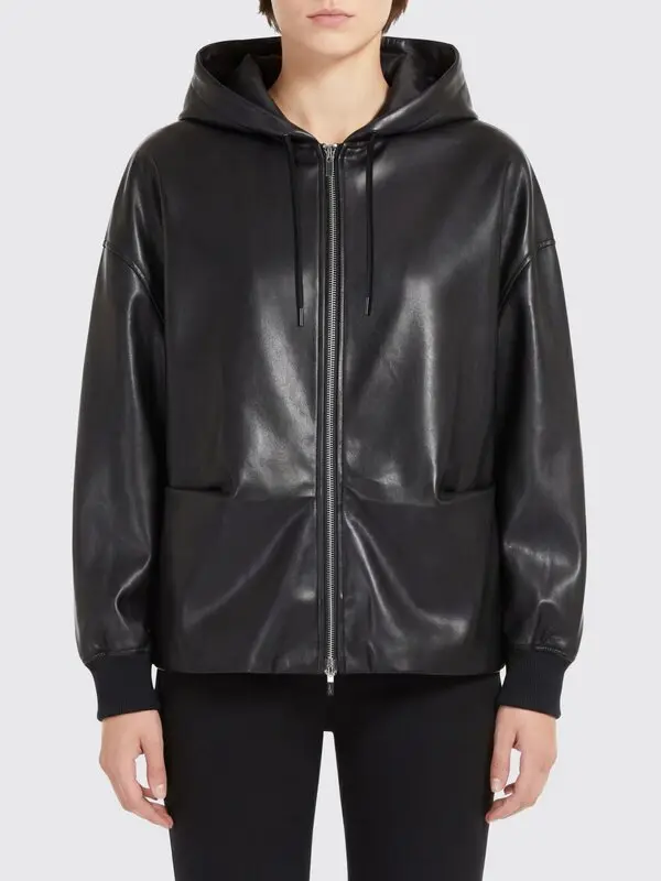 SEMICOUTURE Leather Zip-up Hoodie