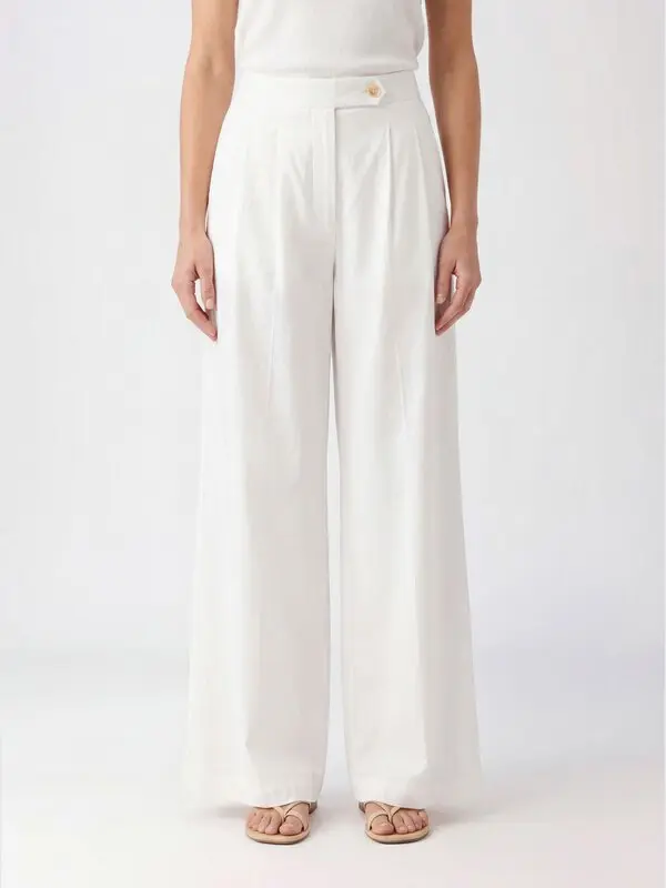 SEMICOUTURE Tailored Wide Leg Pants - White