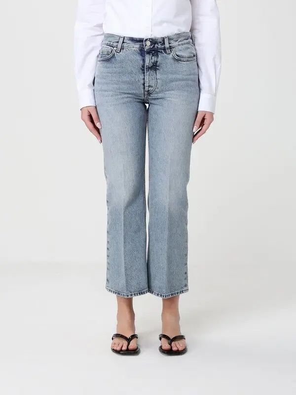 TOTEME Cropped Bleached Denim Jeans - Gnawed Blue
