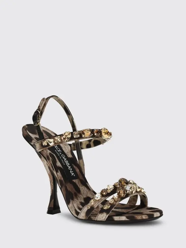 Dolce & Gabbana Keira Animalier Crystal Embellished Satin Sandals