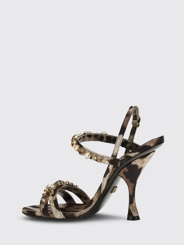 Dolce & Gabbana Keira Animalier Crystal Embellished Satin Sandals