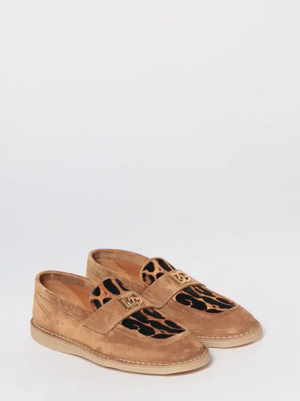 Dolce & Gabbana Suede Loafers With Leopard Print Detail