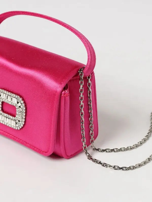 ROGER VIVIER Pilgrim Satin Bag With Jewel Buckle - Fuchsia