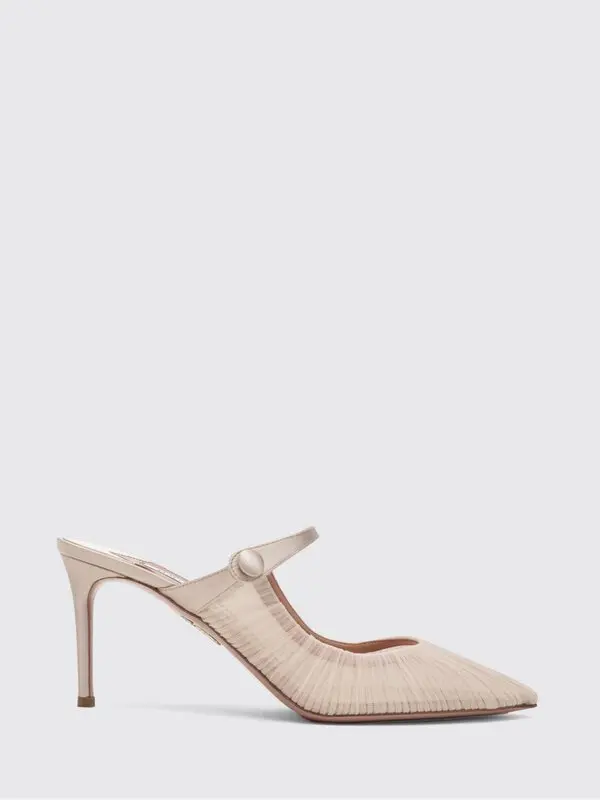AQUAZZURA Voile Draped Satin And Tulle Mules
