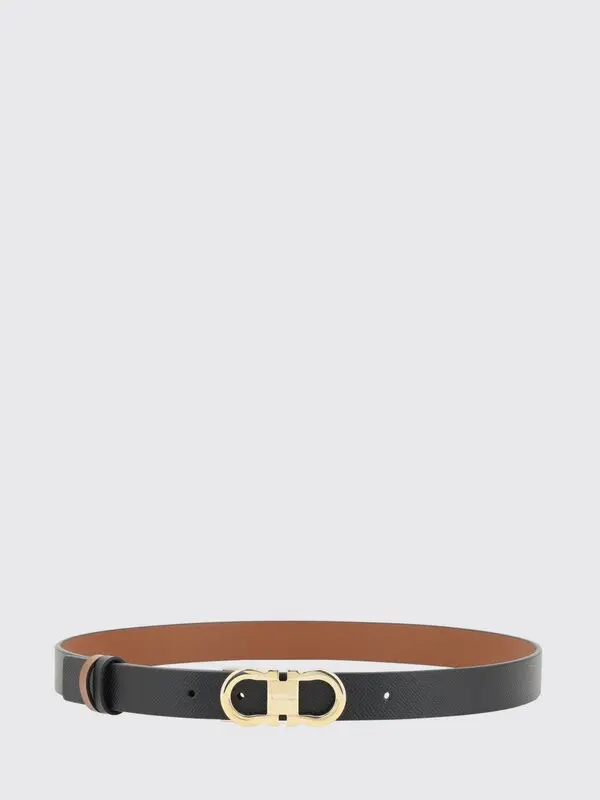 FERRAGAMO Gancini Buckle Leather Belt - Black
