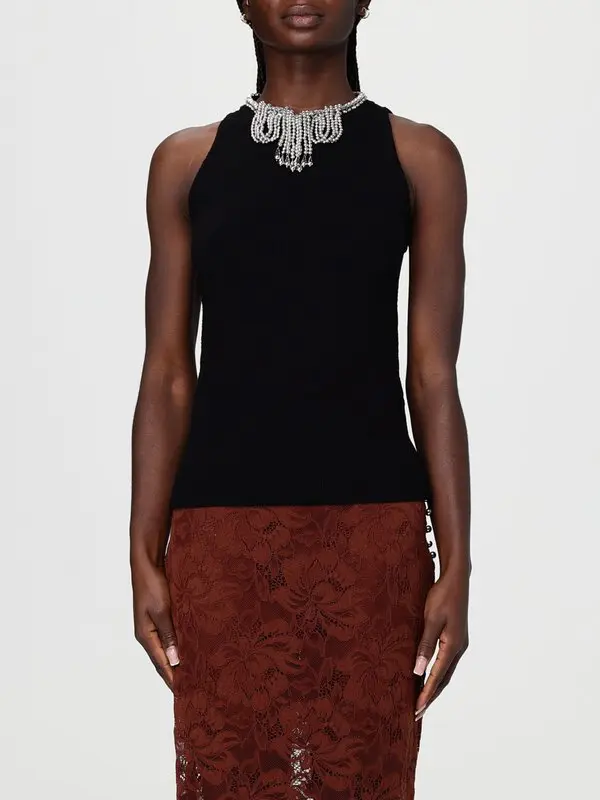 Rabanne Viscose Top With Jewel Embellishment - Black