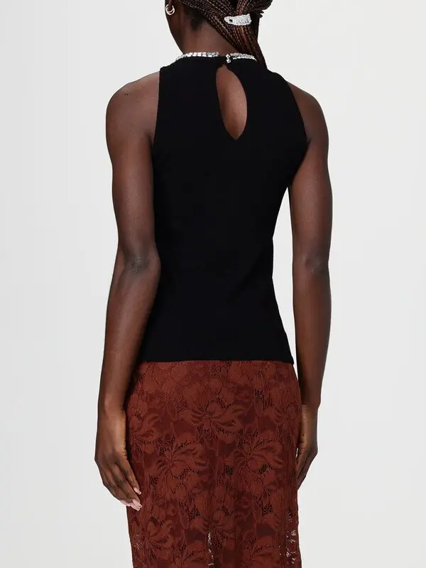 Rabanne Viscose Top With Jewel Embellishment - Black