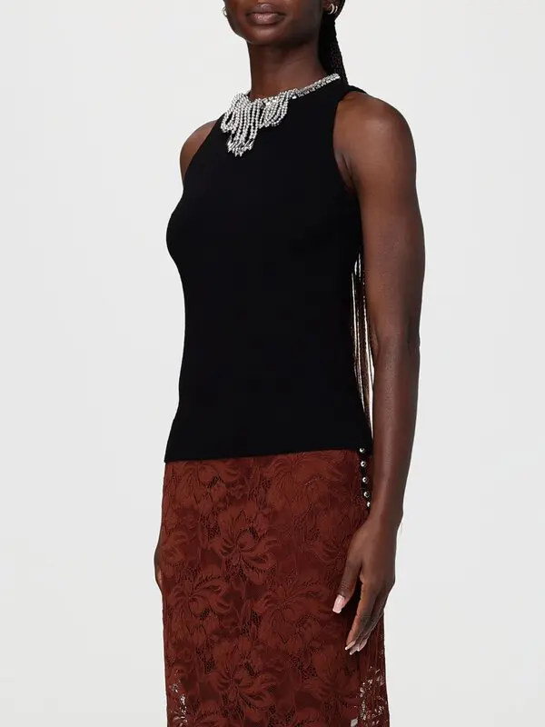 Rabanne Viscose Top With Jewel Embellishment - Black