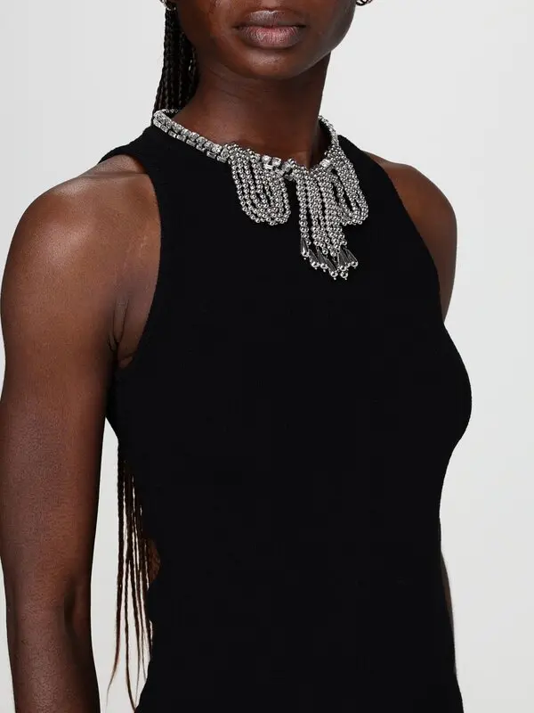 Rabanne Viscose Top With Jewel Embellishment - Black