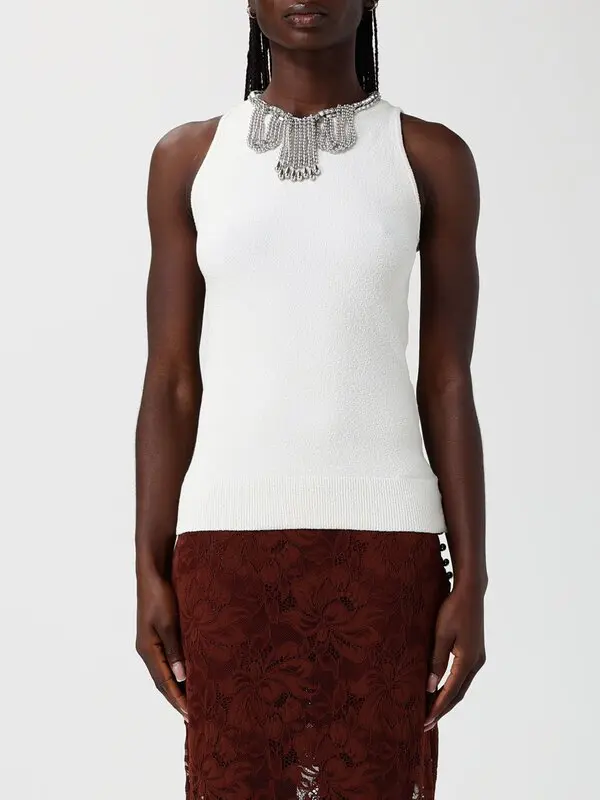 Rabanne Viscose Top With Jewel Embellishment