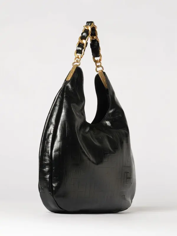 Balmain Embossed Logo Shoulder Bag - Black