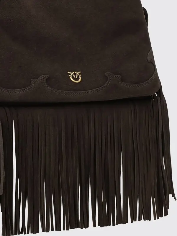 Pinko Suede Fringe Crossbody Bag - Brown