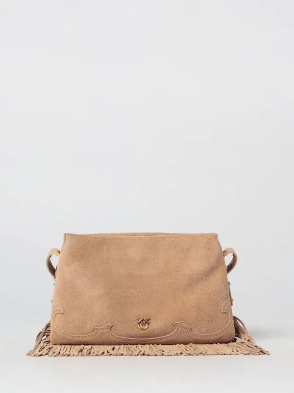 Pinko Crossbody Bag With Fringe - Camel