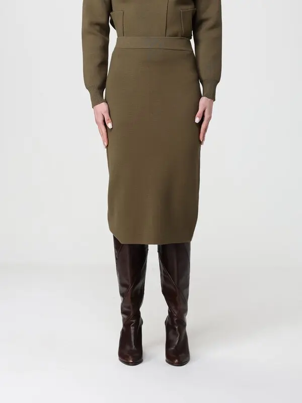 Max Mara Viscose Blend Pencil Skirt - Kaki