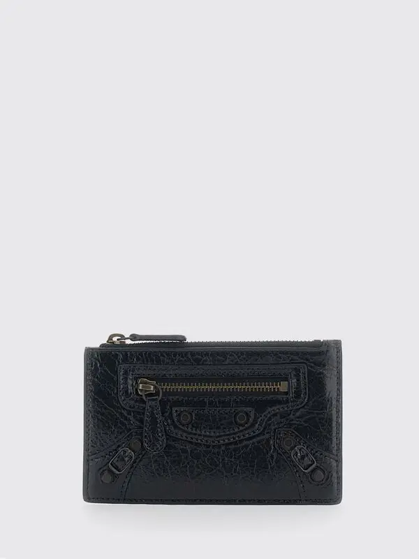 Balenciaga Le City Studded Arena Lambskin Card Holder - Black