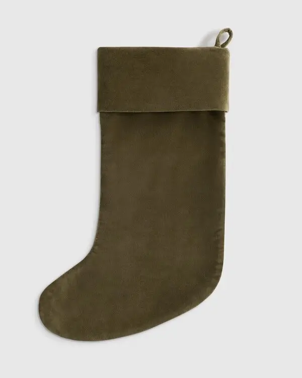 Quince Cotton Velvet Stocking - Moss