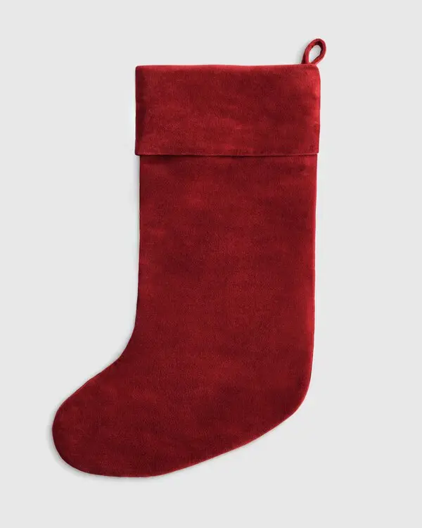 Quince Cotton Velvet Stocking - Red