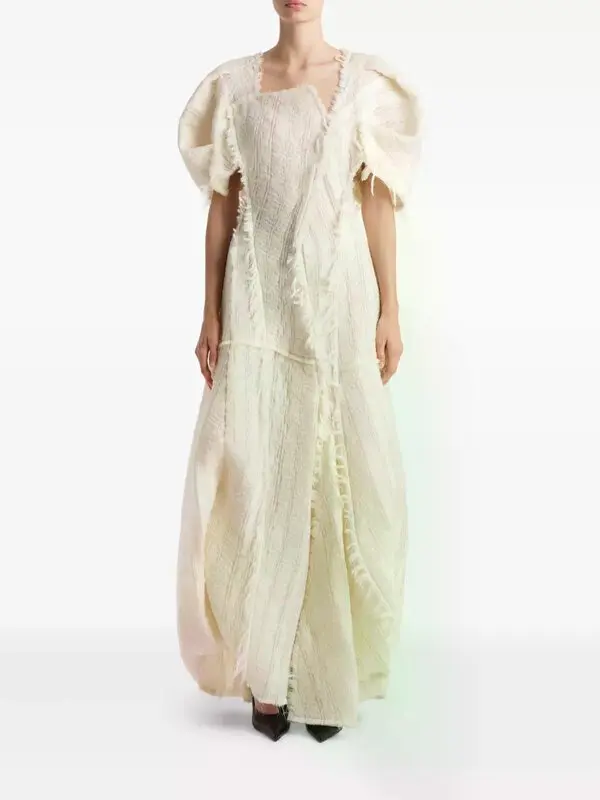 Khaite Quintin Fringed Maxi Dress - White