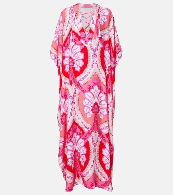Melissa Odabash Carlotta Printed Satin Kaftan - Multicoloured
