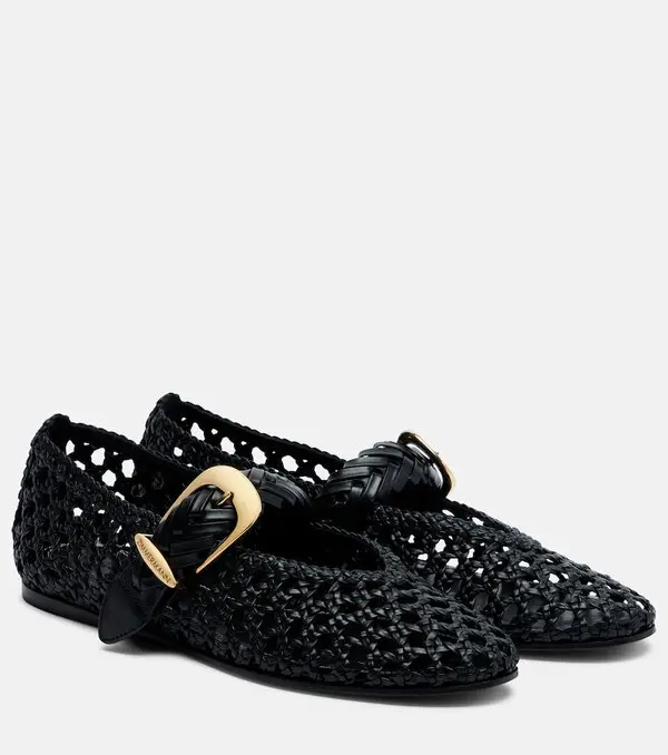 Zimmermann Alchemy Braided Leather Mary Jane Flats - Black