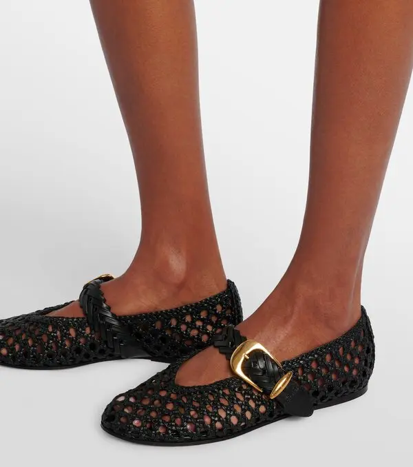 Zimmermann Alchemy Braided Leather Mary Jane Flats - Black