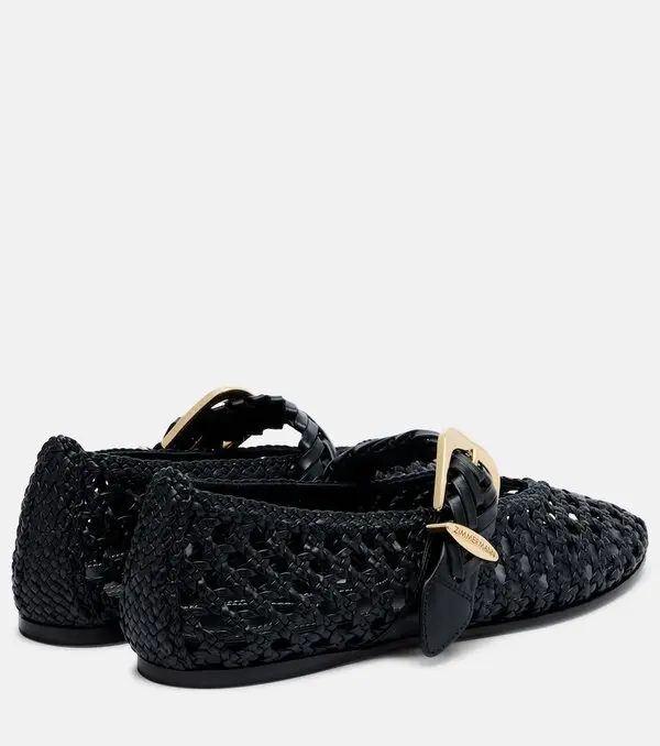 Zimmermann Alchemy Braided Leather Mary Jane Flats - Black