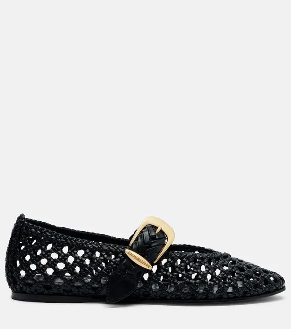 Zimmermann Alchemy Braided Leather Mary Jane Flats - Black