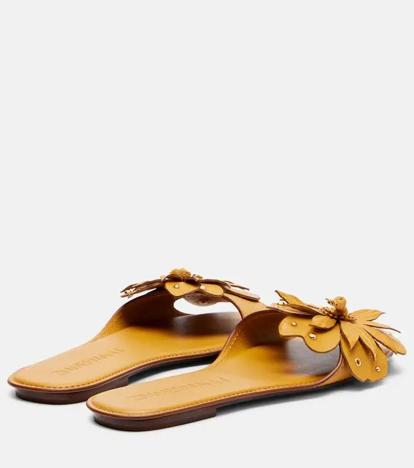 Zimmermann Brightside Floral-appliqué Leather Sandals - Yellow