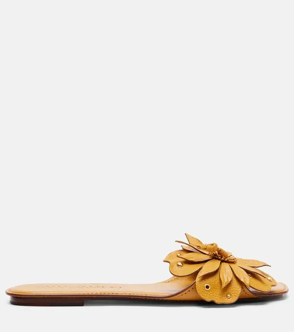 Zimmermann Brightside Floral-appliqué Leather Sandals - Yellow