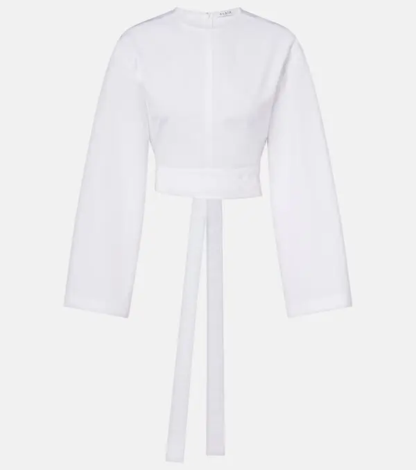 Alaïa Cotton Poplin Crop Top - White