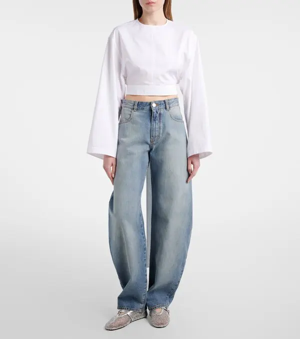 Alaïa Cotton Poplin Crop Top