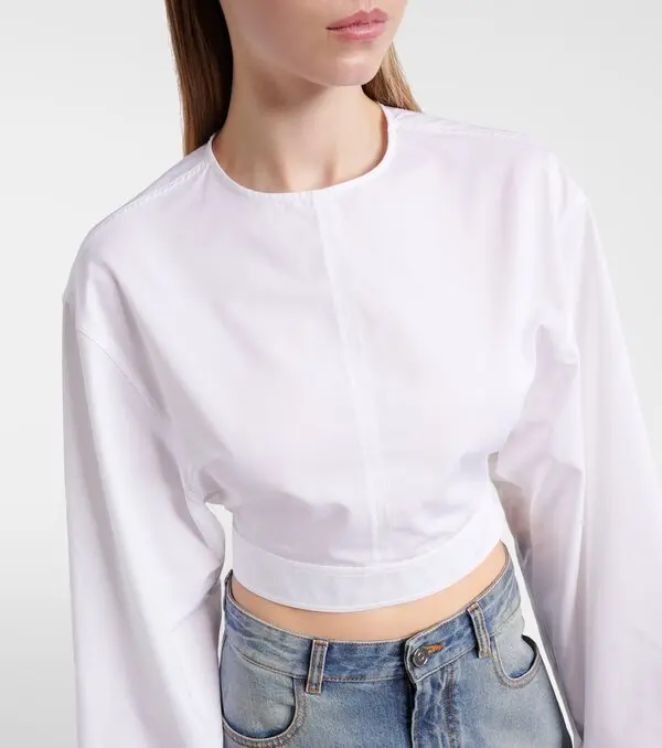 Alaïa Cotton Poplin Crop Top