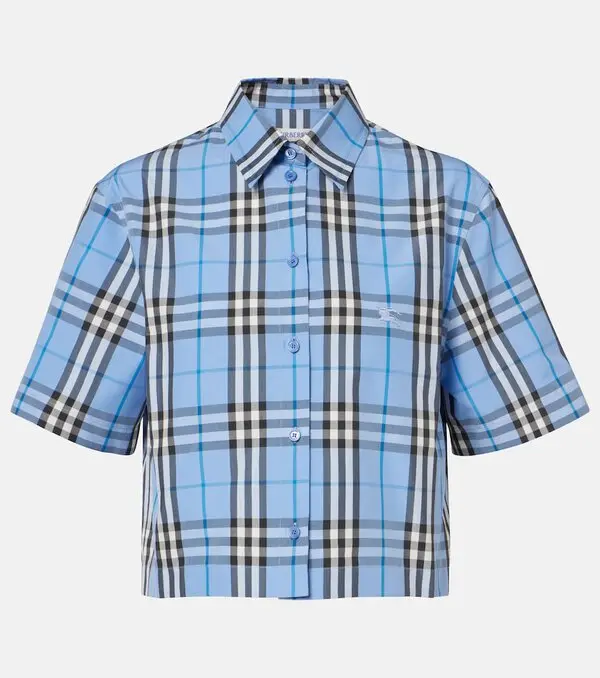 Burberry Check Cotton Poplin Shirt - Blue