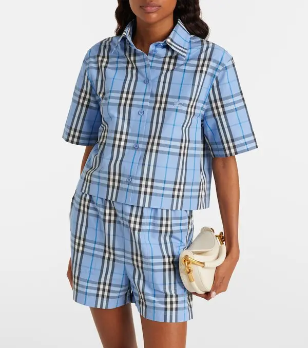 Burberry Check Cotton Poplin Shirt - Blue