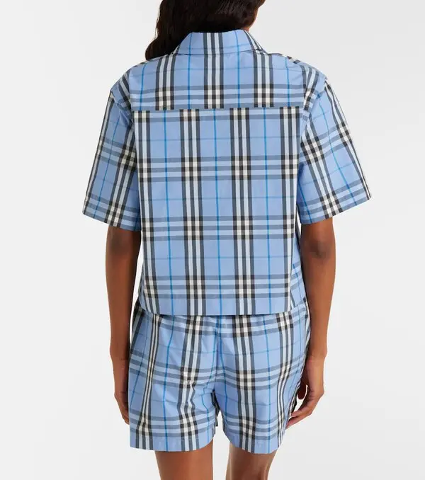 Burberry Check Cotton Poplin Shirt - Blue