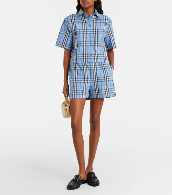 Burberry Check Cotton Poplin Shirt - Blue