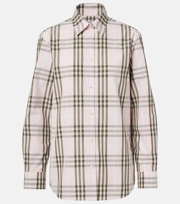 Burberry Check Cotton Poplin Shirt - Pink
