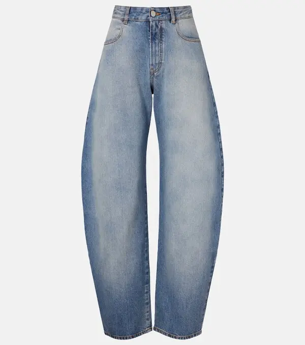 Alaïa Barrel-leg Jeans In Handsand Wash - Blue