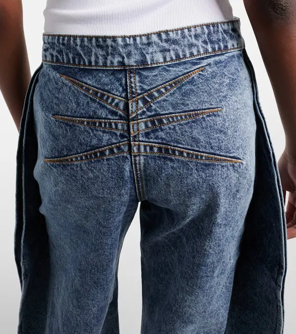 Alaïa Barrel-leg Jeans In Handsand Wash - Blue